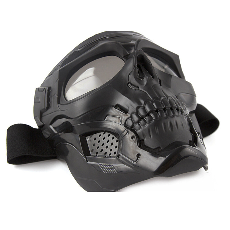 Black Skull Full Face Mask Motorcycle Riding Protective Goggle Eye ...