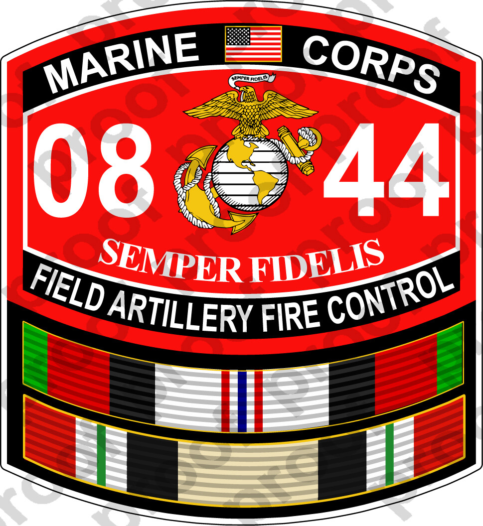 STICKER USMC MOS 0844 FIELD ARTILLERY FIRE CONTROL N CAMPAIGN ooo USMC ...