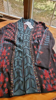 Peruvian Connection Pima Cotton Turkoman Knit Cardigan L Open Front ...