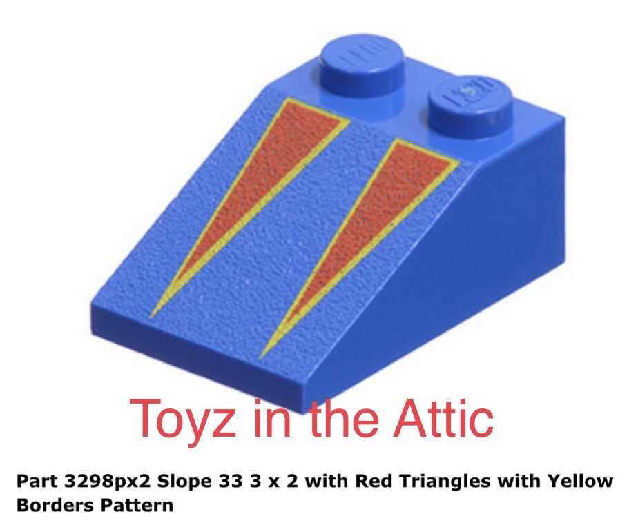 Lego 1x 3298px2 Slope 33 3 x 2 with Red Triangles with Yellow Borders ...
