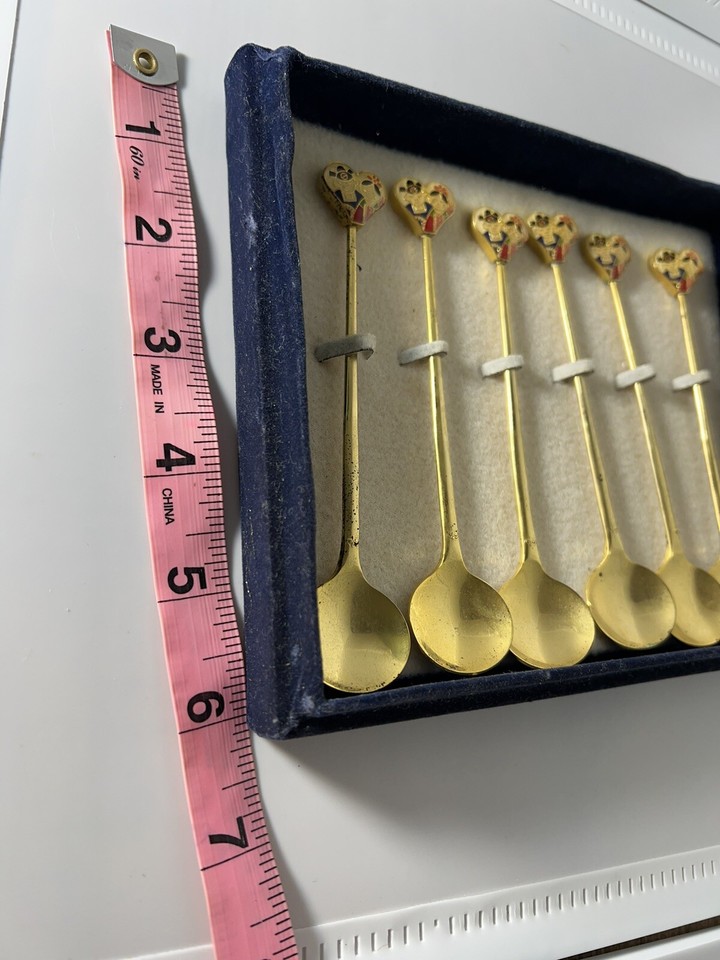 SIX GOLD PLATED SOUTH KOREAN, ARAK KOREA MARKED TEA SPOONS, Wedding Day ...