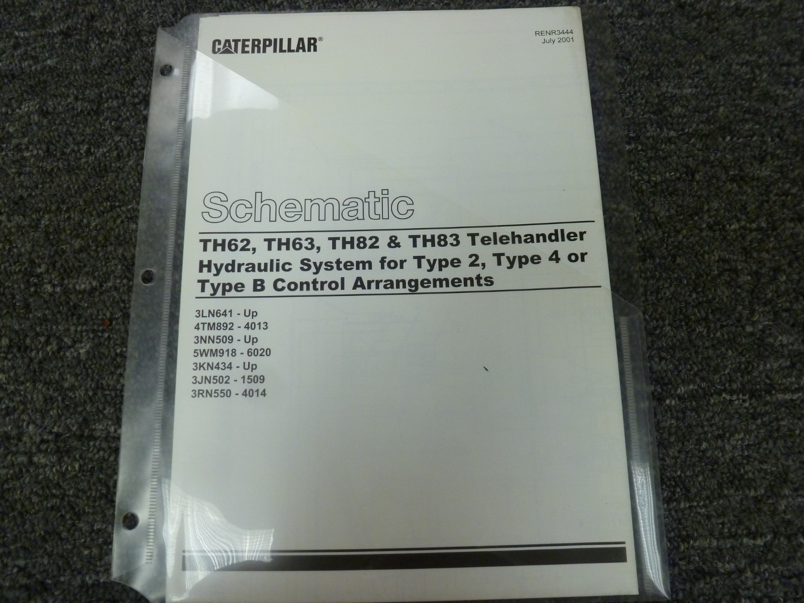 Caterpillar TH62 TH63 TH82 TH83 w/Control Arrangement 2 4 B Hydraulic ...