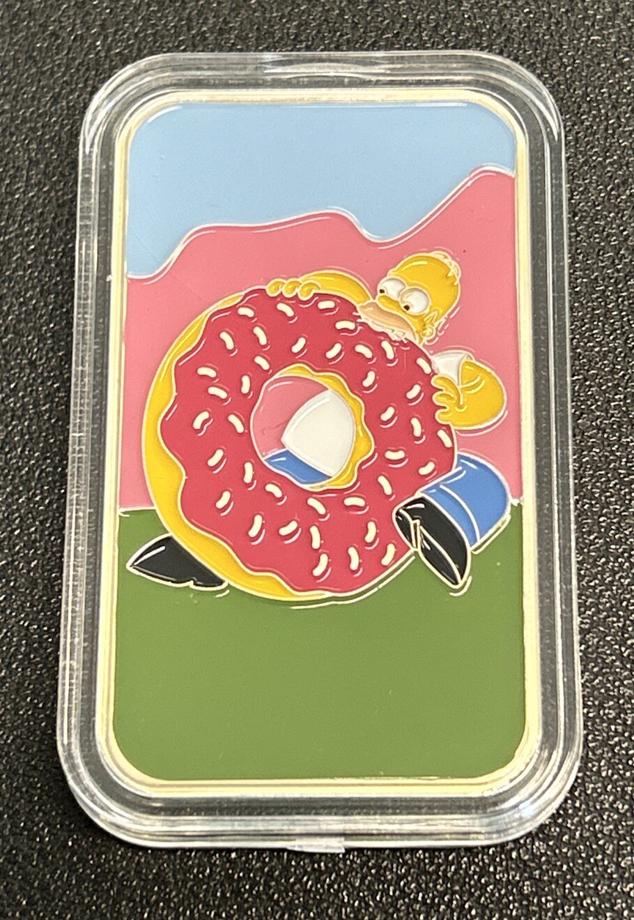 2024 Life-Size Donut Enamel Homer Simpson DOH 1 oz silver Art Bar | eBay