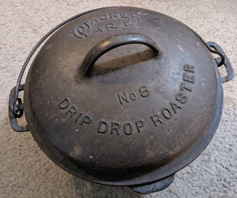 Vtg WAGNER WARE No 8 Drip Drop Roaster Cast Iron Dutch Oven Cooking Pan ...