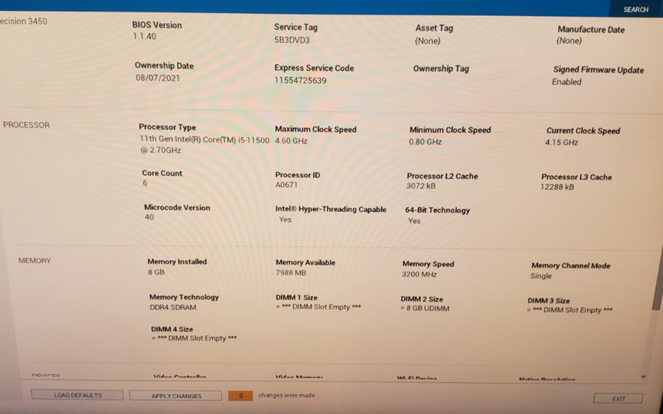 Dell Precision 3450 SFF Desktop Intel Core i5-11500 @ 2.70GHz 8GB RAM ...