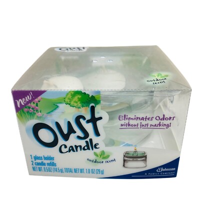 Oust Candle Outdoor Scent Glass Holder & 2 Candle Refills Vintage Old ...