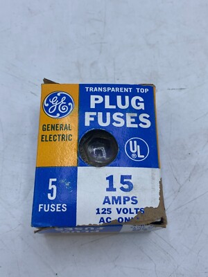 GENERAL ELECTRIC Transparent Top Plug Fuses 15A 125V AC only (LOT 7 ...