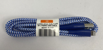 Wireless Gear USB Sync & Charge Blue Fabric iPhone Charger 6ft | eBay