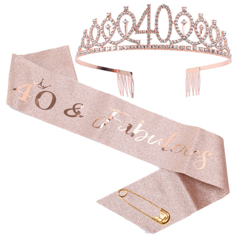 10-40th Birthday Crown Sash Set Birthday Tiara Kit Gift Birthday ...