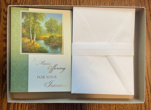 BOX of 18 / Sympathy Mass Offering Intentions / Cards & Envelopes / ME ...