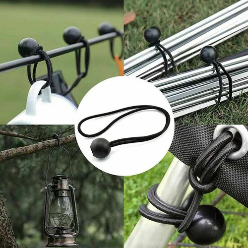 Bungee Ball Elastic Cord Black Loop Shock Cords Easy Fix Ties Tarp Tent ...