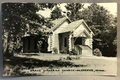 c 1950 McGREGOR Minnesota Grace LUTHERAN Church RPPC Real PHOTO ...