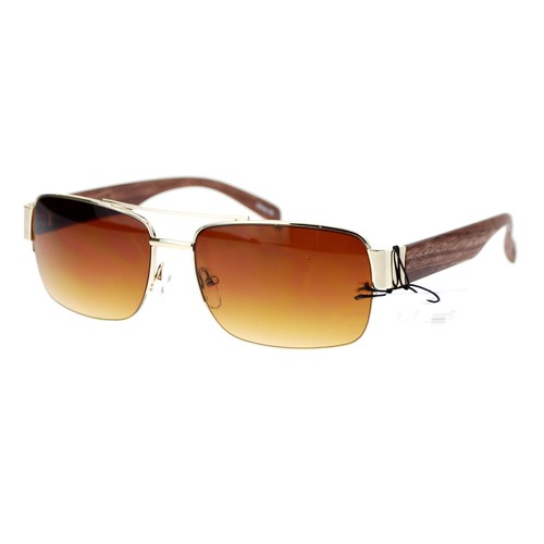 Half Rim Rectangular Frame Sunglasses Flat Top Designer Fashion | eBay