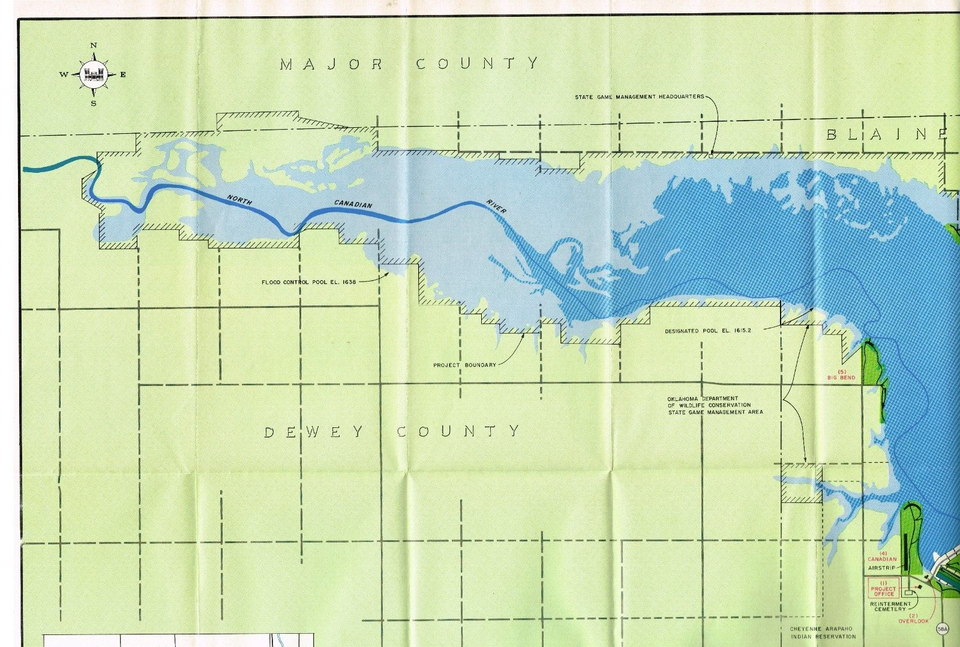 Canton Lake Dam Reservoir Brochure Map Oklahoma Corp Engineers 1969 ...