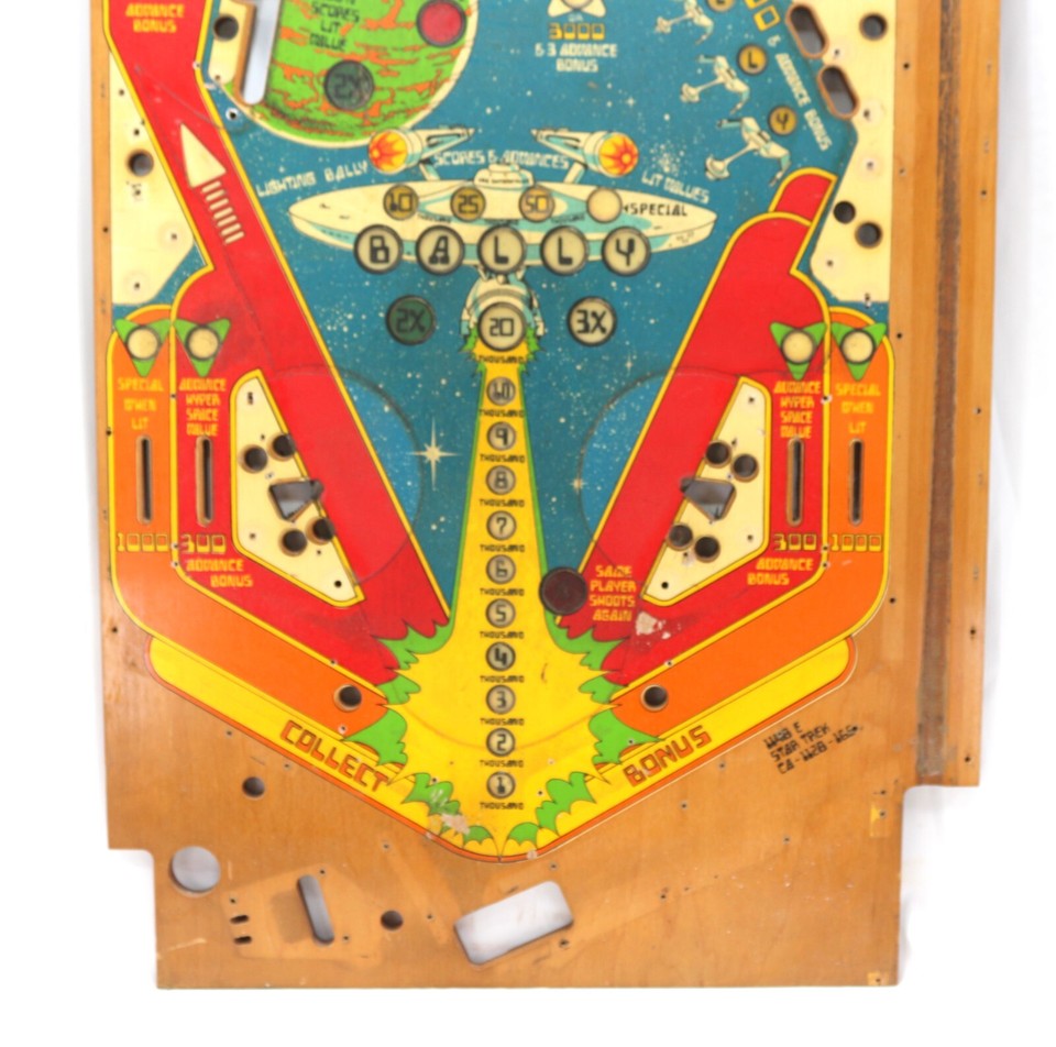 Star Trek Pinball Machine ORIGINAL PLAYFIELD - Bally 1978- Play Field ...