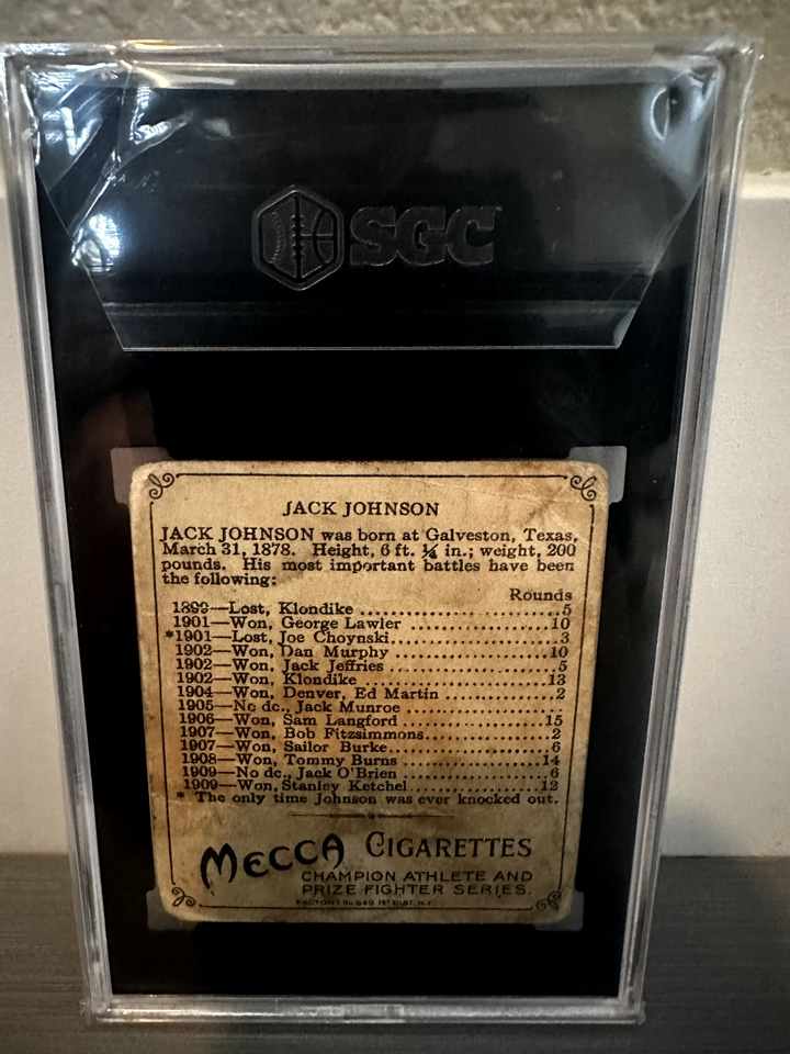 1910 Hassan Cigarettes T218 Mecca JACK JOHNSON Side View SGC 1 Boxing ...