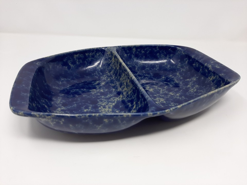 Bennington Potters Blue Agate Divided Vegetable Dish #1665 | eBay