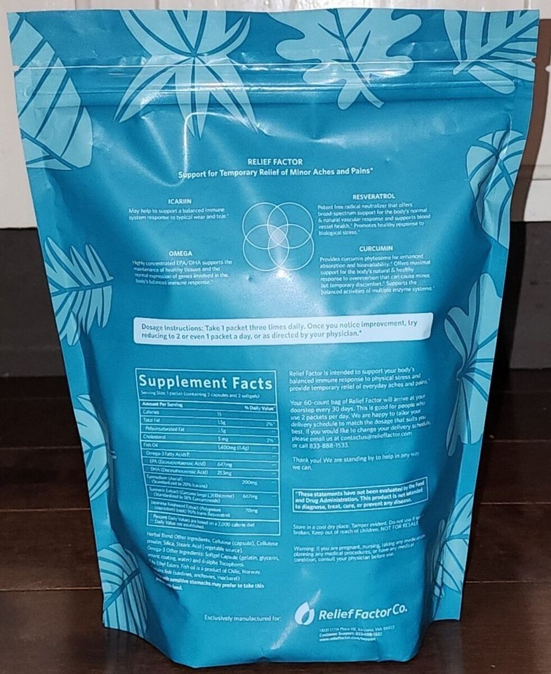 NEW Relief Factor Pain Relief Supplement Omega 3, Curcumin, Resveratrol ...