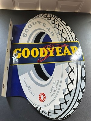 Goodyear Balloon Flange 2 Sided Porcelain Enamel Sign | eBay