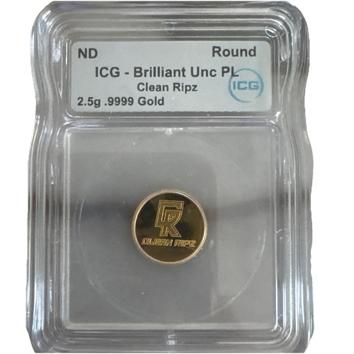 GOLD! 2.5 GRAM .9999 FINE GOLD Coin ICG PL Clean Ripz Coin | eBay
