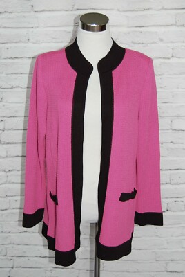 Exclusively MISOOK Purple Cardigan Open Black Trim Long Sleeve Large ...