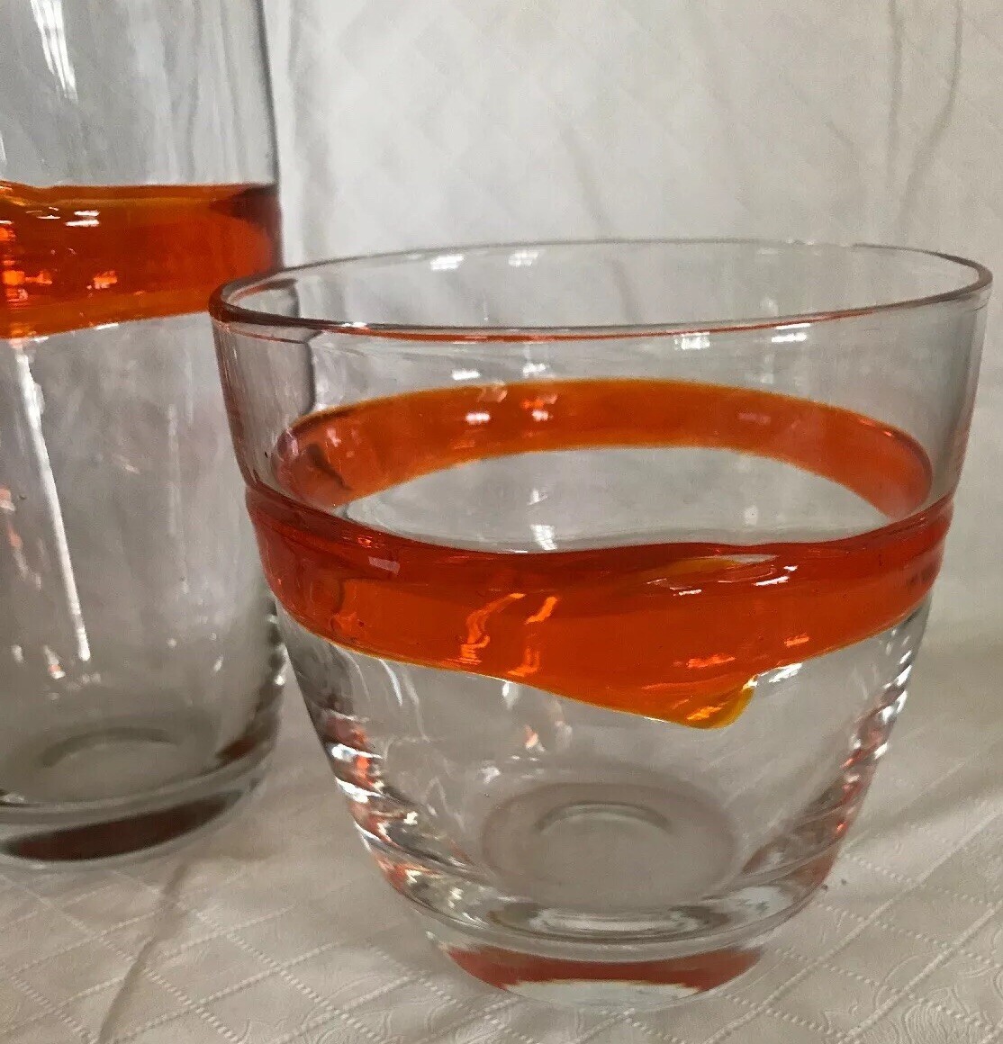 2 Hand Blown Old Fashioned Rocks Glasses 1 Tumbler Water Glass Clear ...