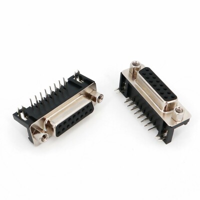 5Pcs DB15 Female 2 Row 15Pin Right Angle PCB Mount Solder Socket ...
