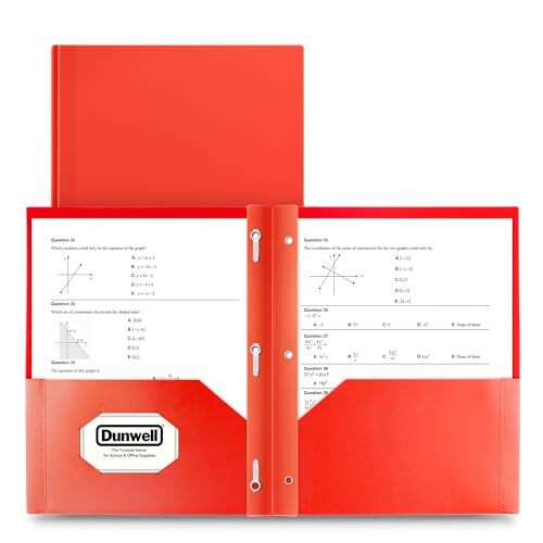 Plastic Pocket Folders with Prongs - 2 Pack Red 2 Pocket 3 Prong ...