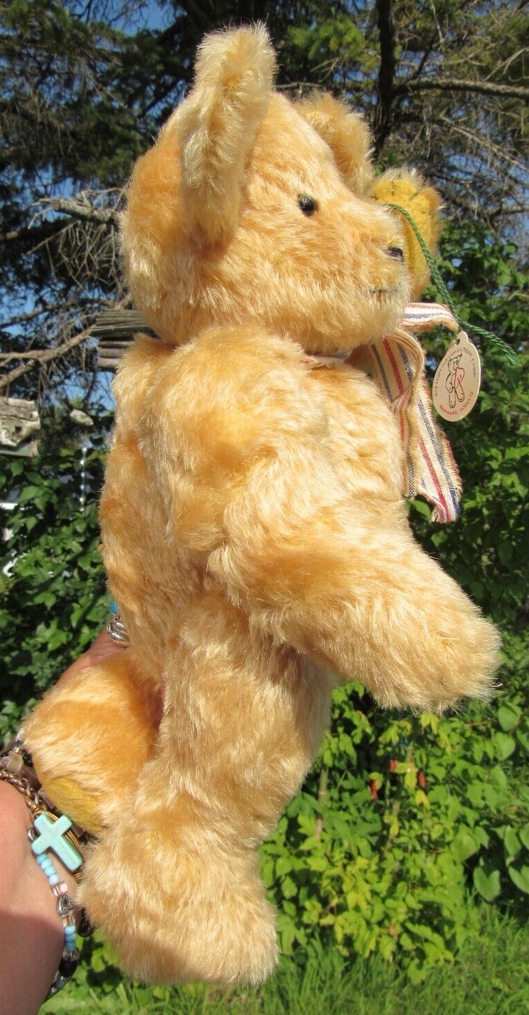VINTAGE MOHAIR TEDDY BEAR YELLOW BUTTERCUP DOLL ARTIST D ONDRA PUDGY ...