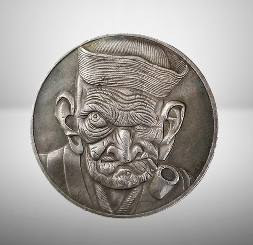 Old Navy Sailor Man Smoking Pipe WW2 Hobo Coin Art Carved US Jewelry ...
