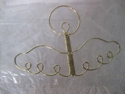 Vintage Fibre Craft Angel Wings Gold Tone Metal Wire 3.75" Tall x 6 ...