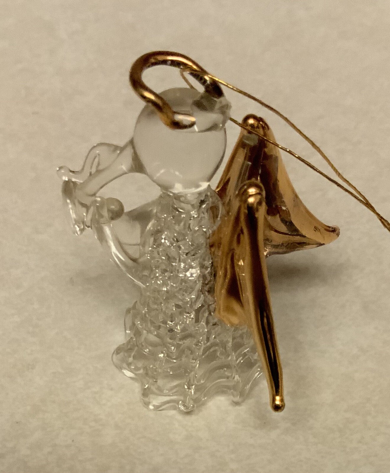 Set of 3 Christmas Ornaments - Spun Glass Angels with Gold Wings and ...