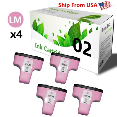 (4-Pack, Light Magenta) 02 Ink Cartridge for PhotoSmart 3108 3110 C5150 ...