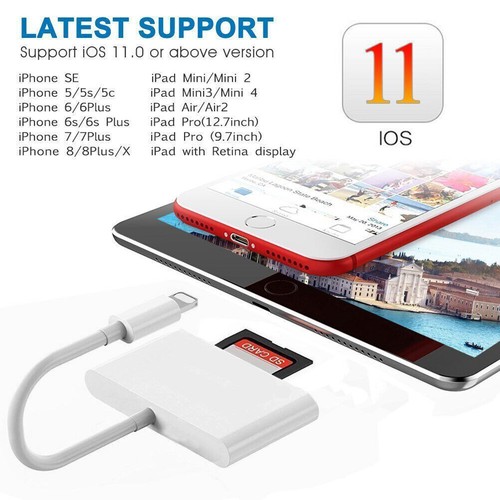 USB to Card Reader Adapter USB Camera Micro SD Memory Slot for iPhone ...