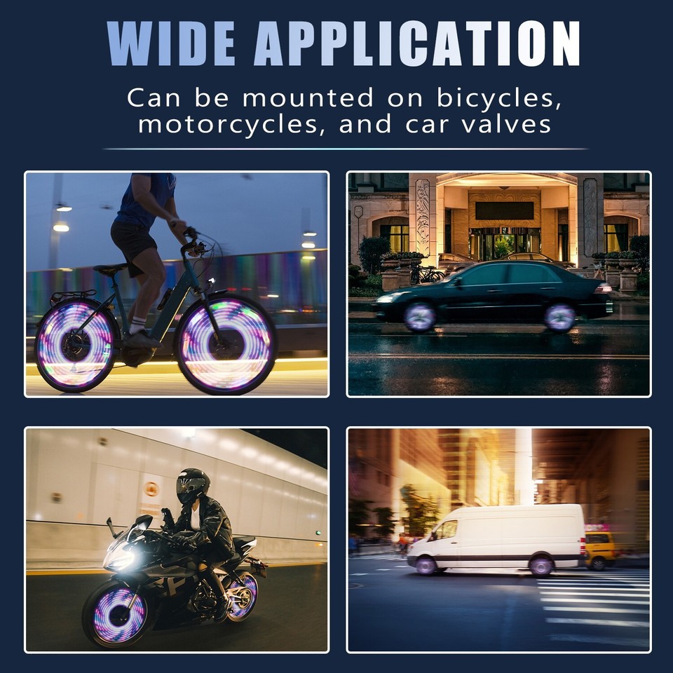 LED Bicycle Bike Cycling Rim Lights Wheel Stick Lights Bright Flash ...