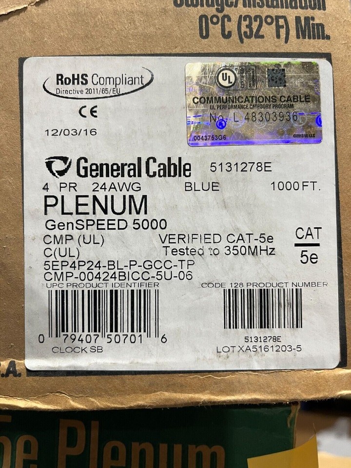 Lot of 15 Ubiquiti GenSpeed Plenum Performance Networking Cables Riser ...