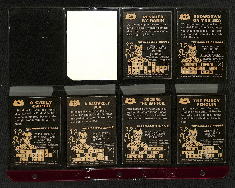Topps 1966 Batman "Riddler" Card Set of 38 - Plus Riddle Decoder - (CO ...