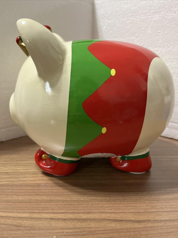 TARGET CHRISTMAS ELF PIGGY BANK 2011 CUTE RED GREEN COIN STOPPER CUTE ...