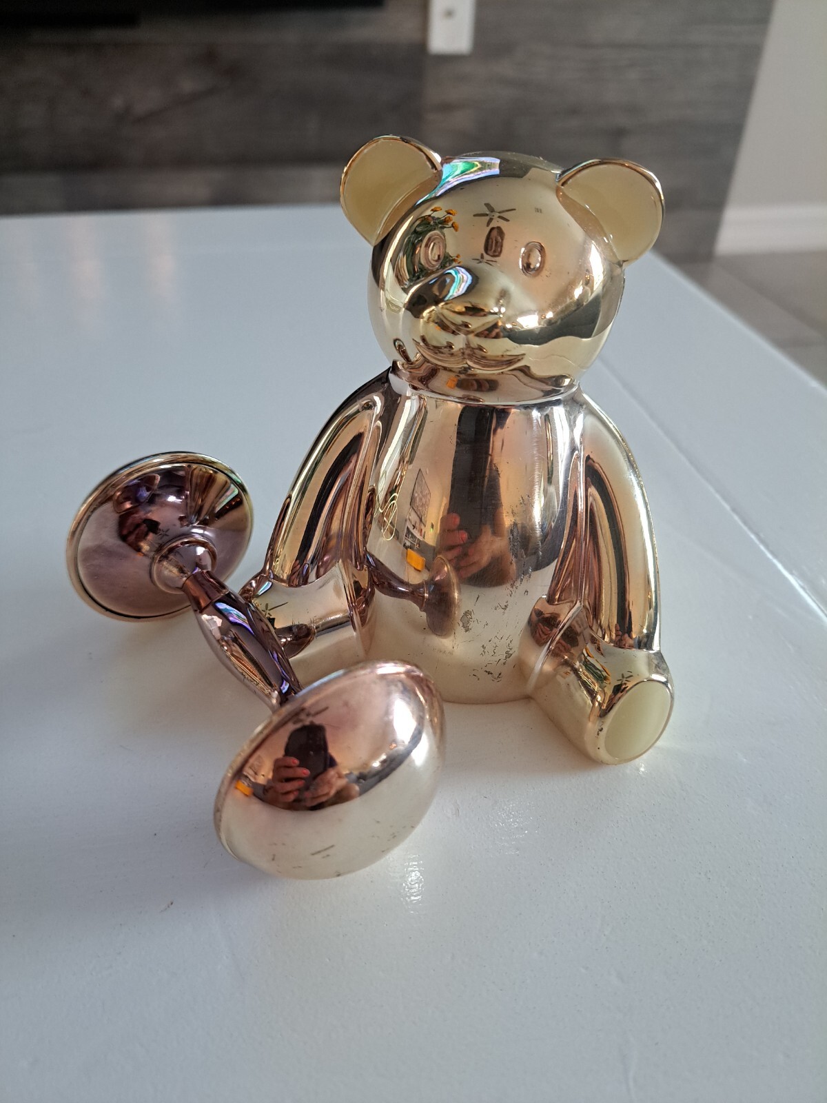 Rose Gold Plated Rattle And A Money Box Teddy Gold For Baby | eBay