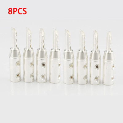 8x Brass Silver Plated BFA Banana Plug Screw Locking Connector for ...