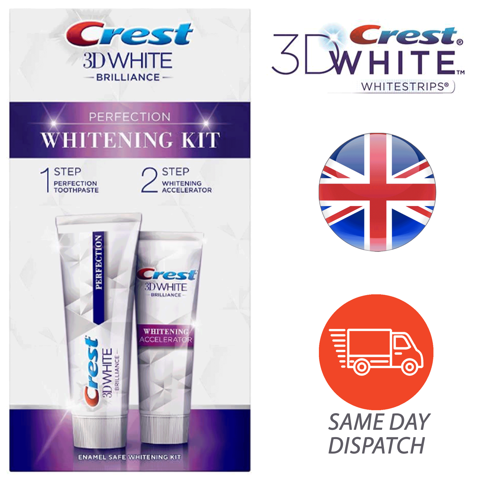 Crest 3D White Brilliance Perfection Whitening 2 Step Toothpaste Kit ...
