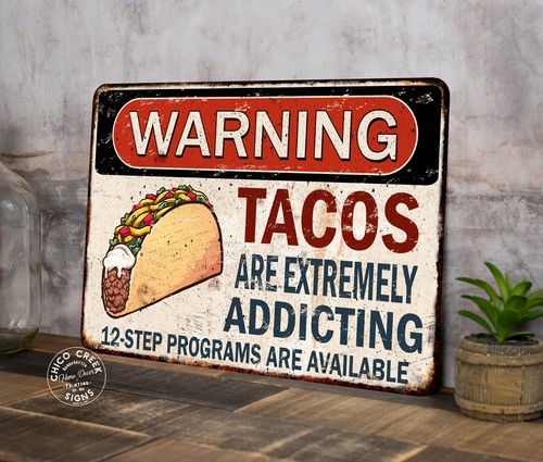 Warning Tacos Are Addicting Sign Mexican Cafe Restaurant Decor Mex ...
