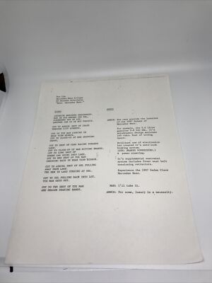 Mercedes Benz commercial TV ad Original script | eBay