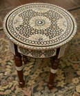 Handmade Wooden End Table Carving Wood Table Home Decor Mother of Pearl ...