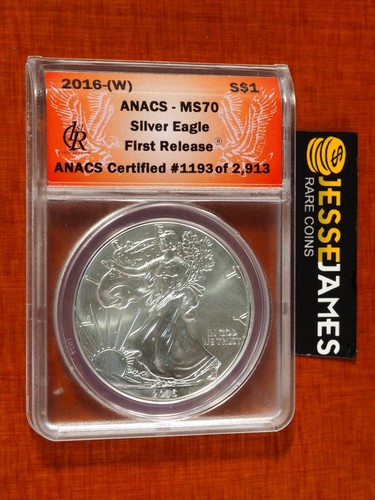 2016 (W) SILVER EAGLE ANACS MS70 MINTED AT WEST POINT MINT FIRST ...