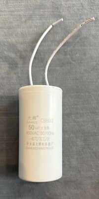 50UF 450VAC Wire Motor Run Capacitor 450V AC CBB60 50 UF Round White 50 ...