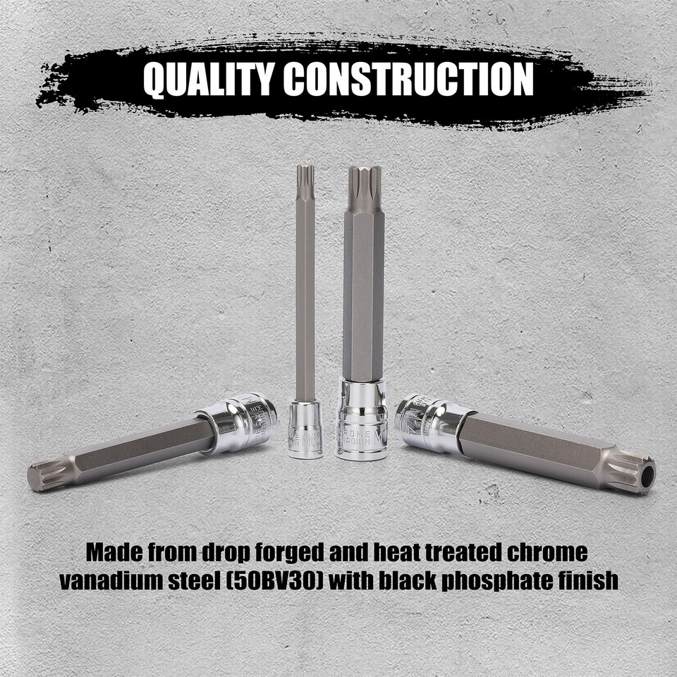 10PC XZN Triple Square 12 Point Spline Bit Socket Set Tamper Proof ...
