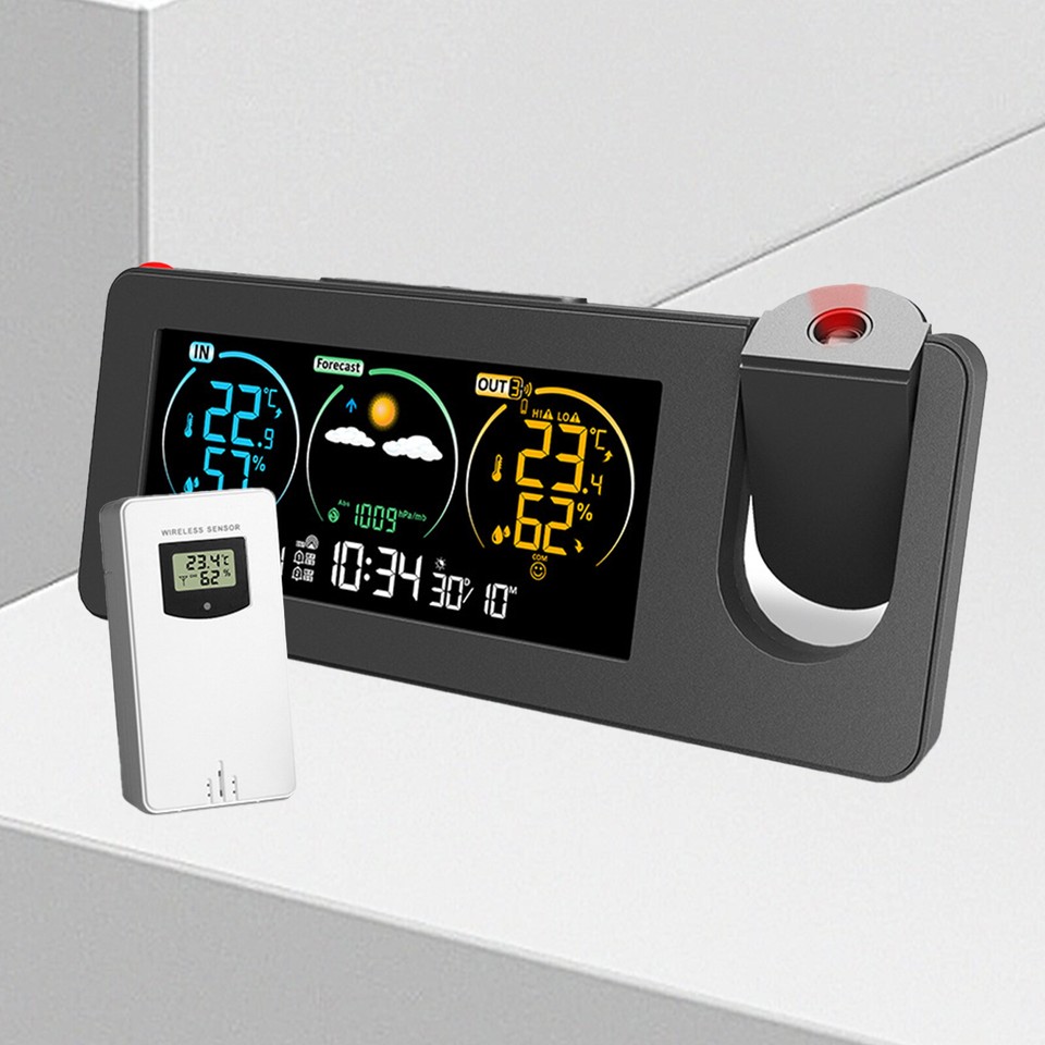 Atomic Projection Alarm Clock Projector Radio-controlled Time Snooze ...