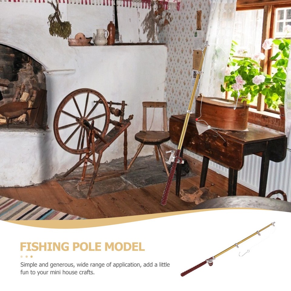 Mini Fishing Rod Model Pole Dollhouse Man Child Finshing Tiny ...