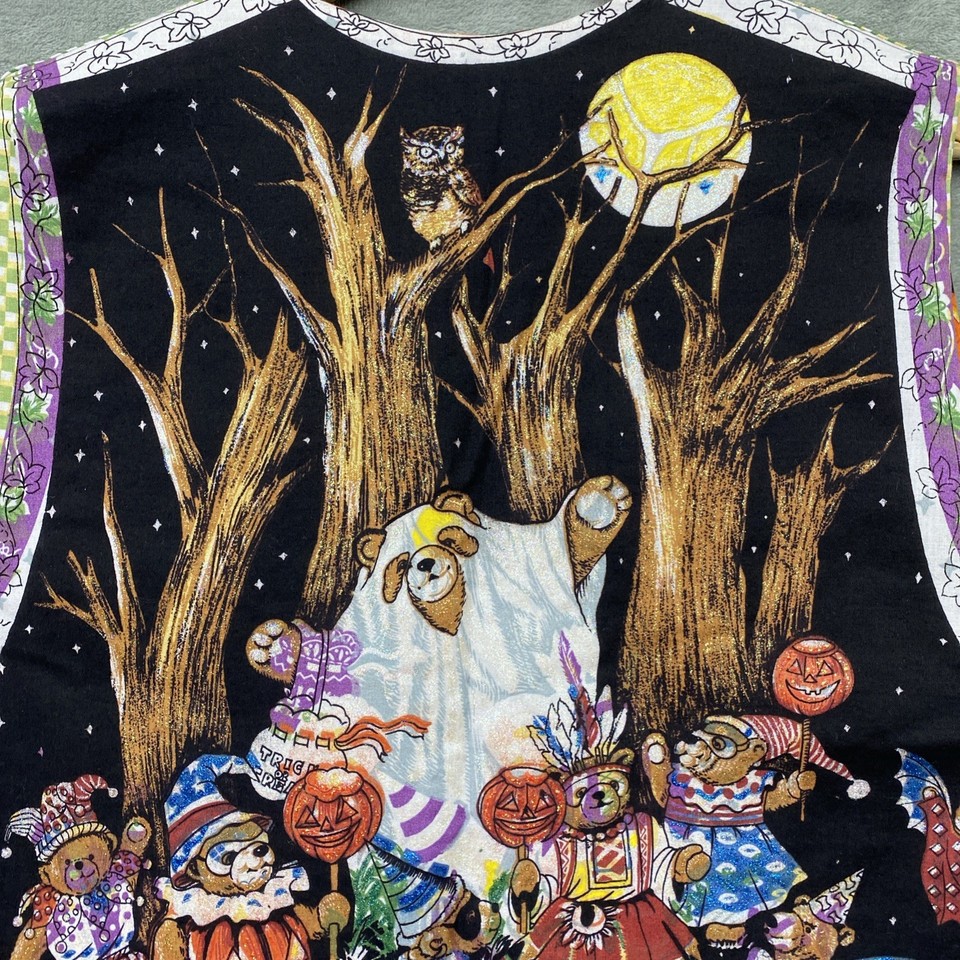 Vintage 90s Halloween Handmade Bear Ghosts, Pumpkins Witches Bats, Vest Size XL | eBay